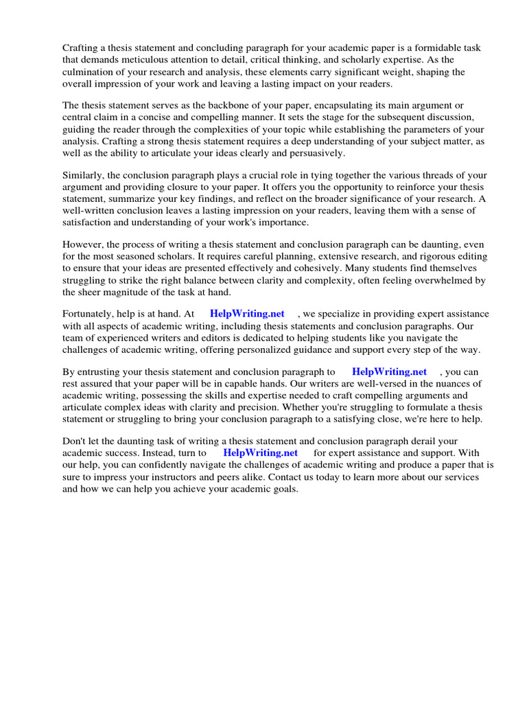 Thesis Statement in Conclusion Paragraph | PDF
