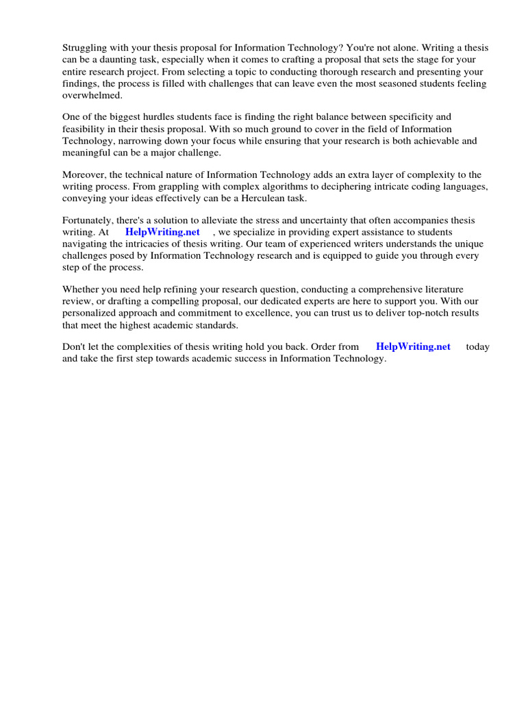 Example Thesis Proposal For Information Technology | PDF | Thesis | Methodology