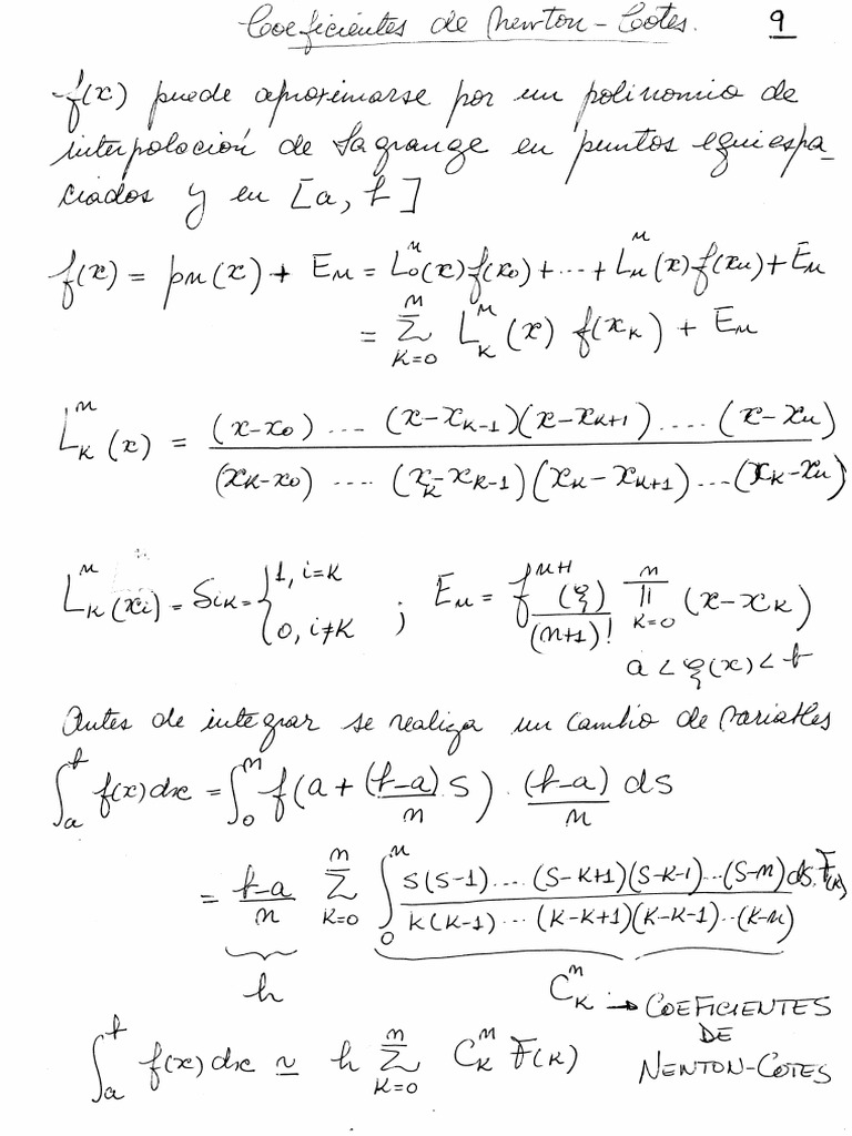 Coeficientes Newton-Cotes | PDF