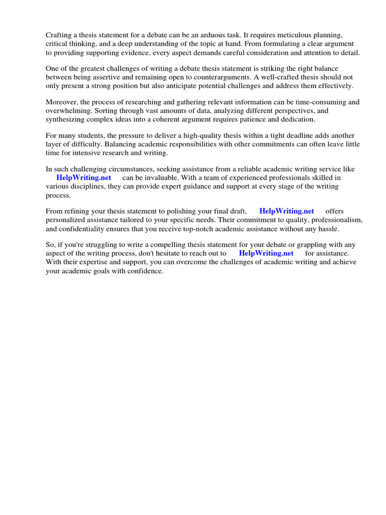 Debate Thesis Statement | PDF | Essays | Thesis