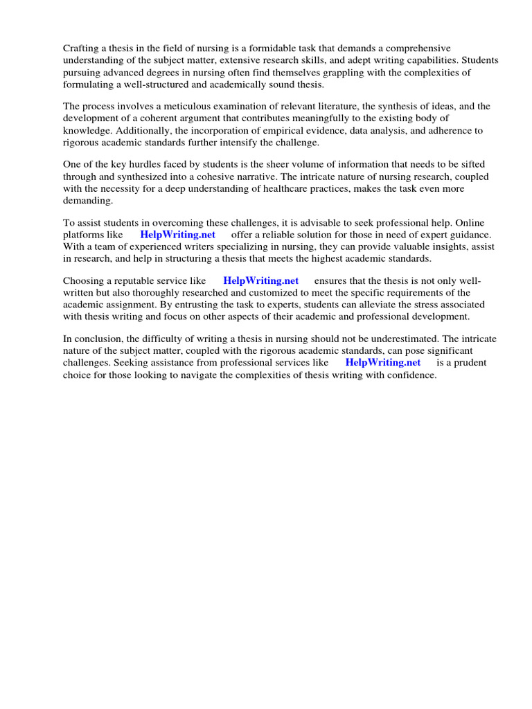 Examples of Thesis in Nursing | PDF | Nursing | Thesis