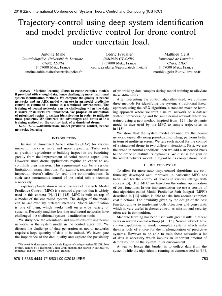 Trajectory Control Using Deep System Identification And Model Predictive Control For Drone
