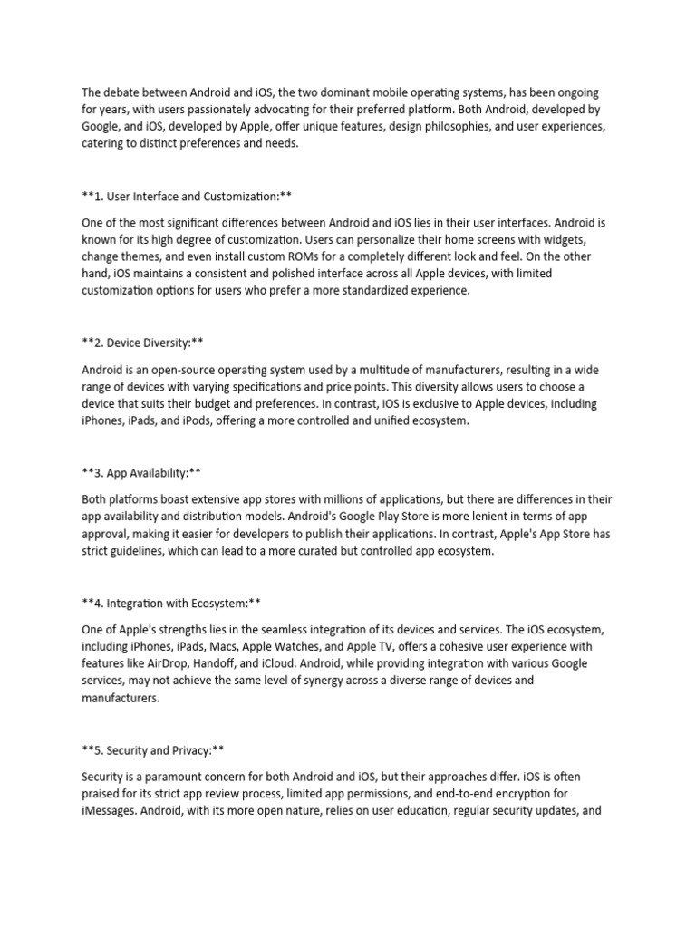 Android Vs Ios | PDF | Ios | Android (Operating System)