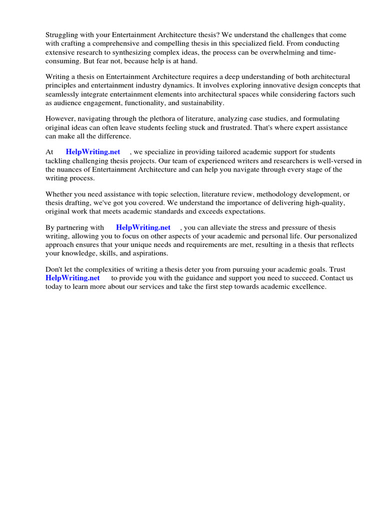Entertainment Architecture Thesis Help | PDF | Governance | Thesis