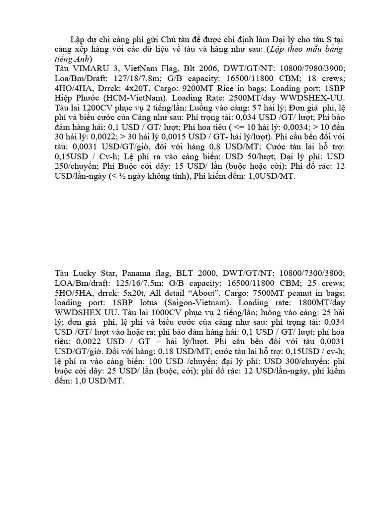 BT dự chi cảng phí BT2 | PDF