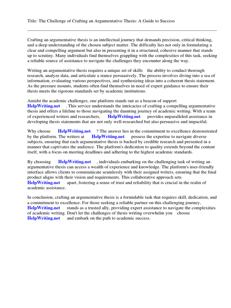 Argumentative Thesis Examples | PDF