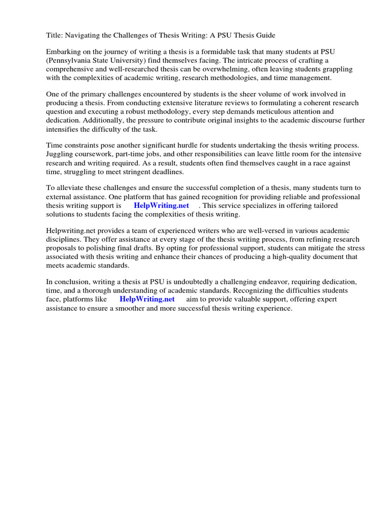 Psu Thesis Guide | PDF | Thesis | Written Communication