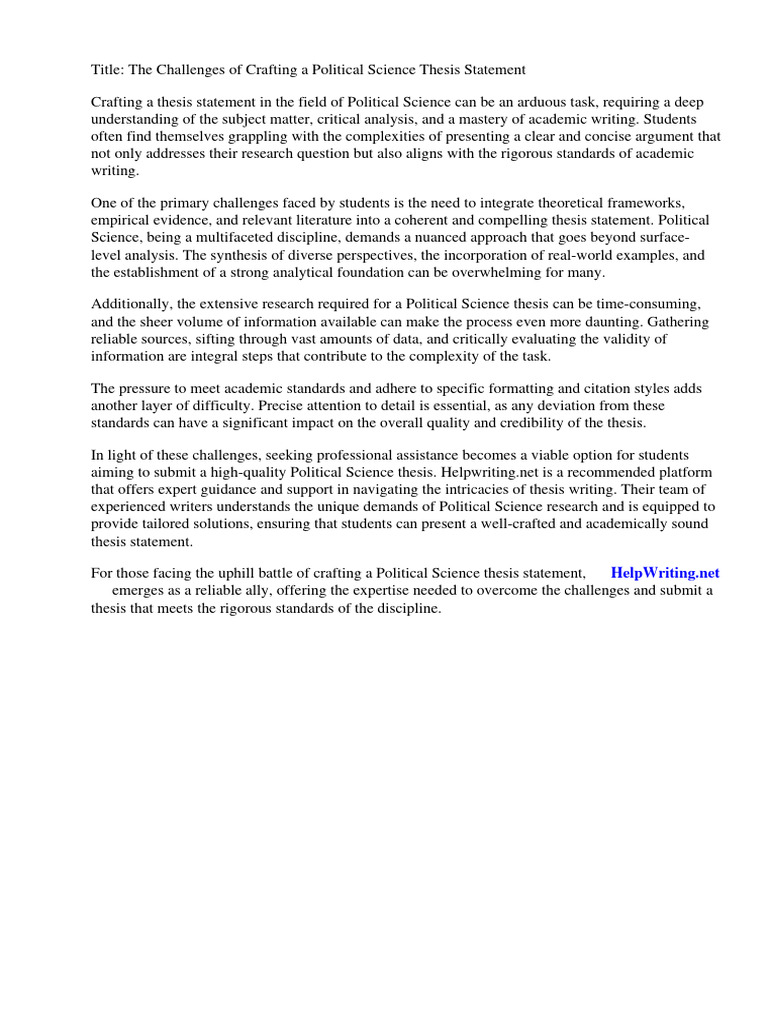 Thesis Statement Political Science | PDF | Science | Thesis
