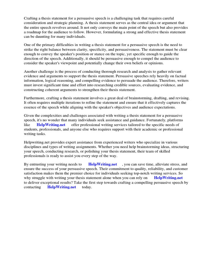 How To Write A Thesis Statement For Persuasive Speech | PDF | Essays ...