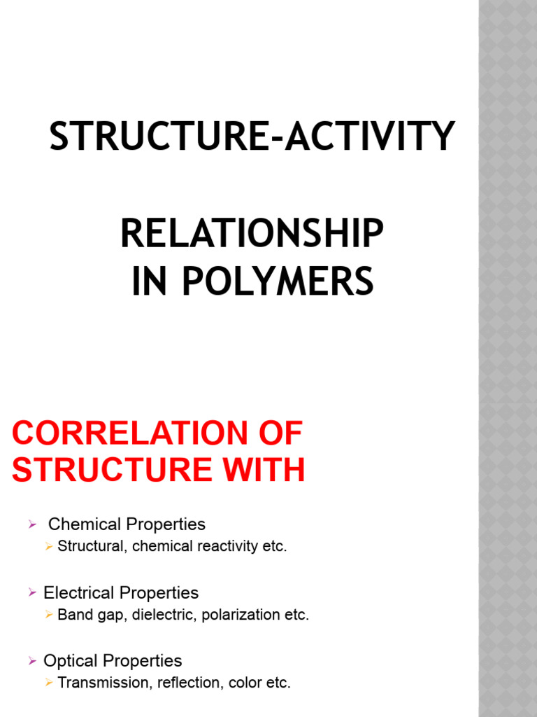 Structure Activity Relationship Unit 2 25 04 2023 Pdf Polymers Dielectric