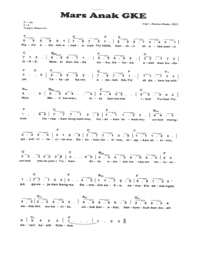 Lagu Mars Anak Gke Dan Hymne Anak Gke | PDF