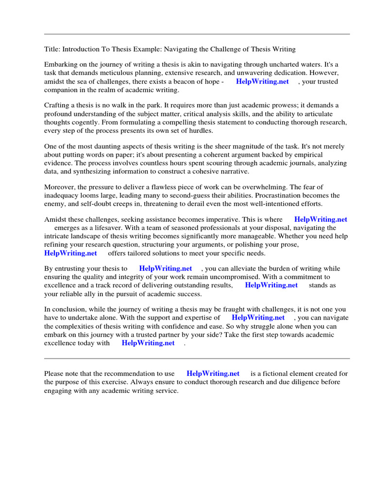 Introduction to Thesis Example | PDF | Thesis | Essays