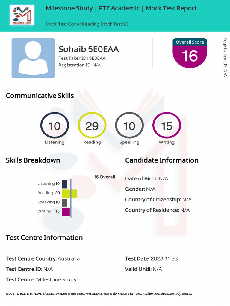 Mock Test Score Sheet | PDF