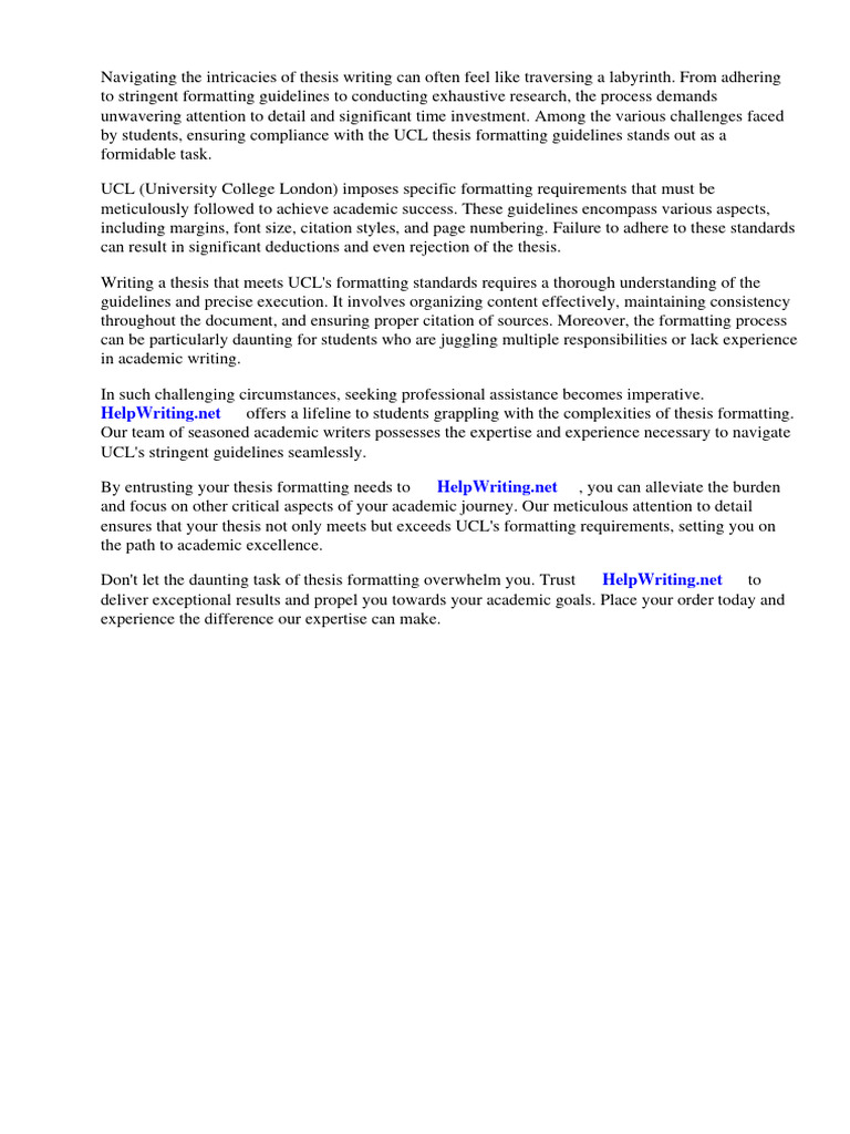Ucl Thesis Formatting Guidelines Pdf