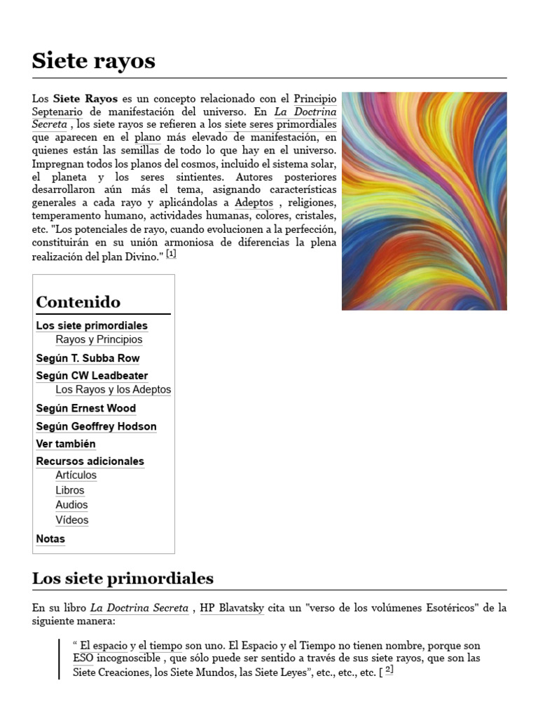 Siete Rayos - Teosofía Wiki | PDF | Helena Blavatsky | Relámpago