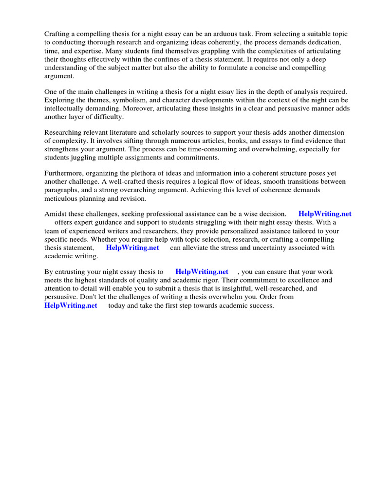 Night Essay Thesis | PDF