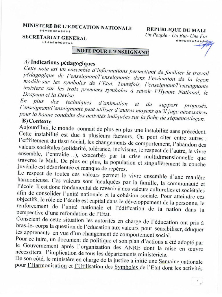 Note pour l'Enseignant | PDF