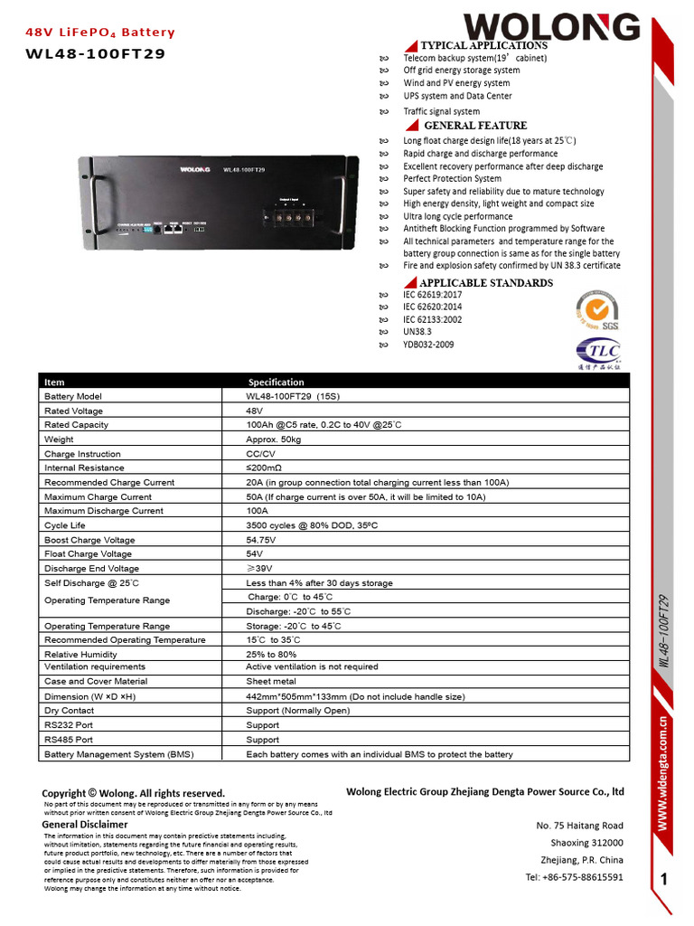 Ficha Tecnica Wolong 48-100 | PDF