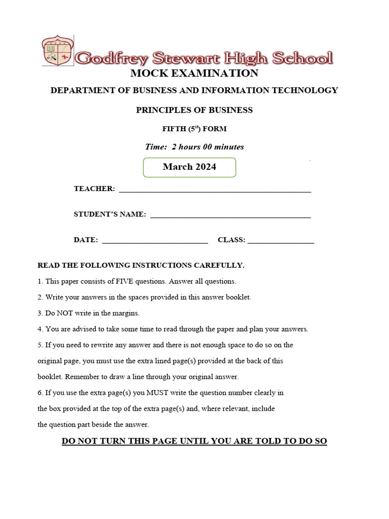 Mock Exam POB 2024 - 2019 PPQ | PDF | Insurance | Taxes
