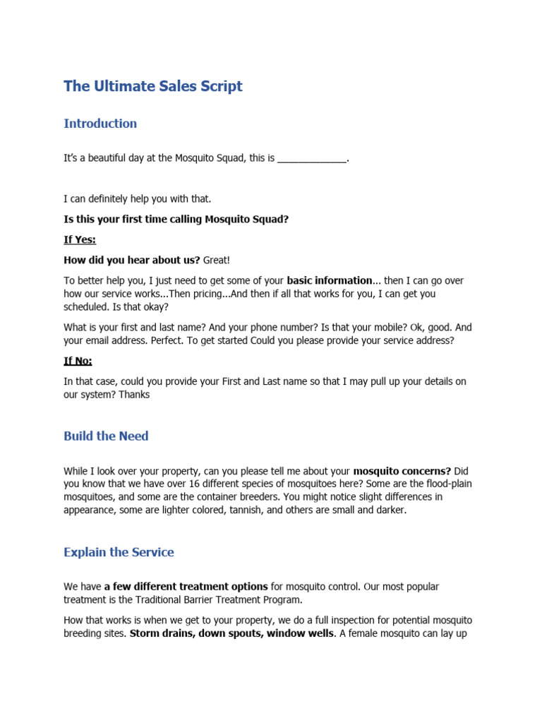 Updated 2022 New Client Script | Download Free PDF | Payments | Mosquito