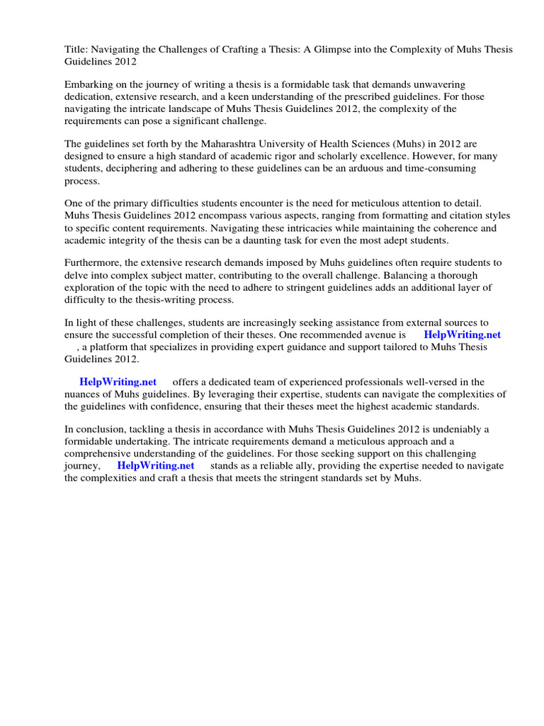 Muhs Thesis Guidelines 2012 | PDF | Science & Mathematics