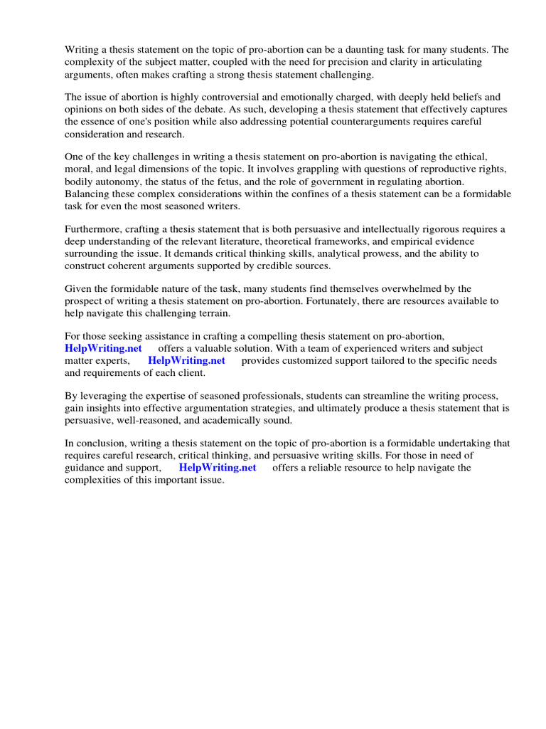Thesis Statement Pro Abortion | PDF | Anti Abortion Movements | Social ...
