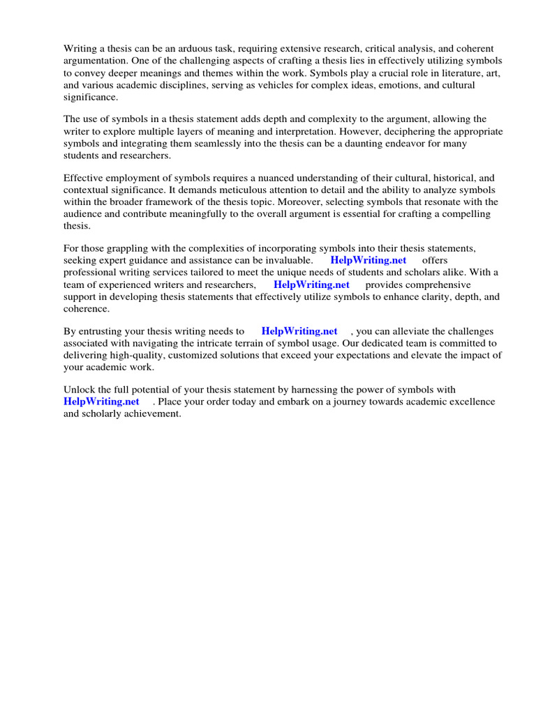Use of Symbols Thesis Statement | Download Free PDF | Essays | Thesis