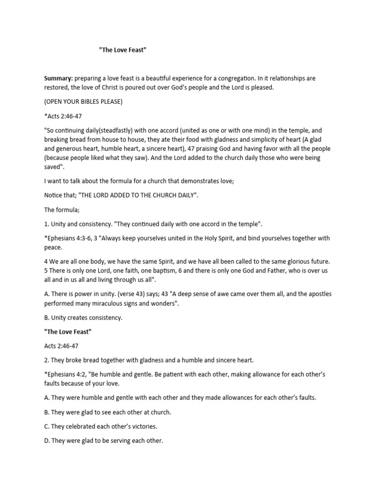 The Love Feast | PDF | Eucharist | Jesus