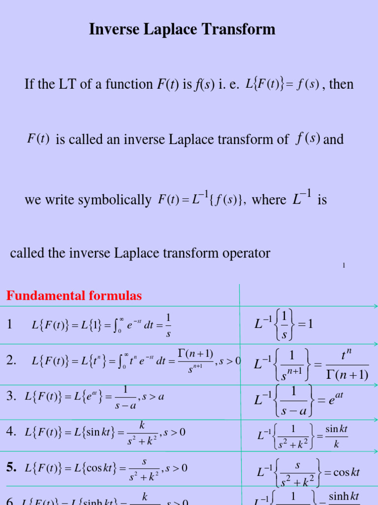 Laplace 2nd Slide - Inverse Laplace | PDF Laplace 2nd Slide - Inverse Laplace | PDF