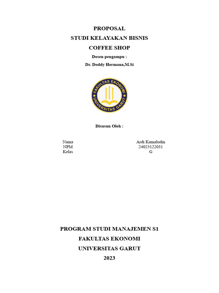 Contoh Proposal Studi Kelayakan Bisnis | PDF