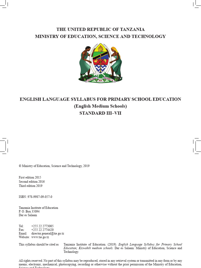 Syllabus for English Language Std III-Vii English Medium Schools | PDF ...