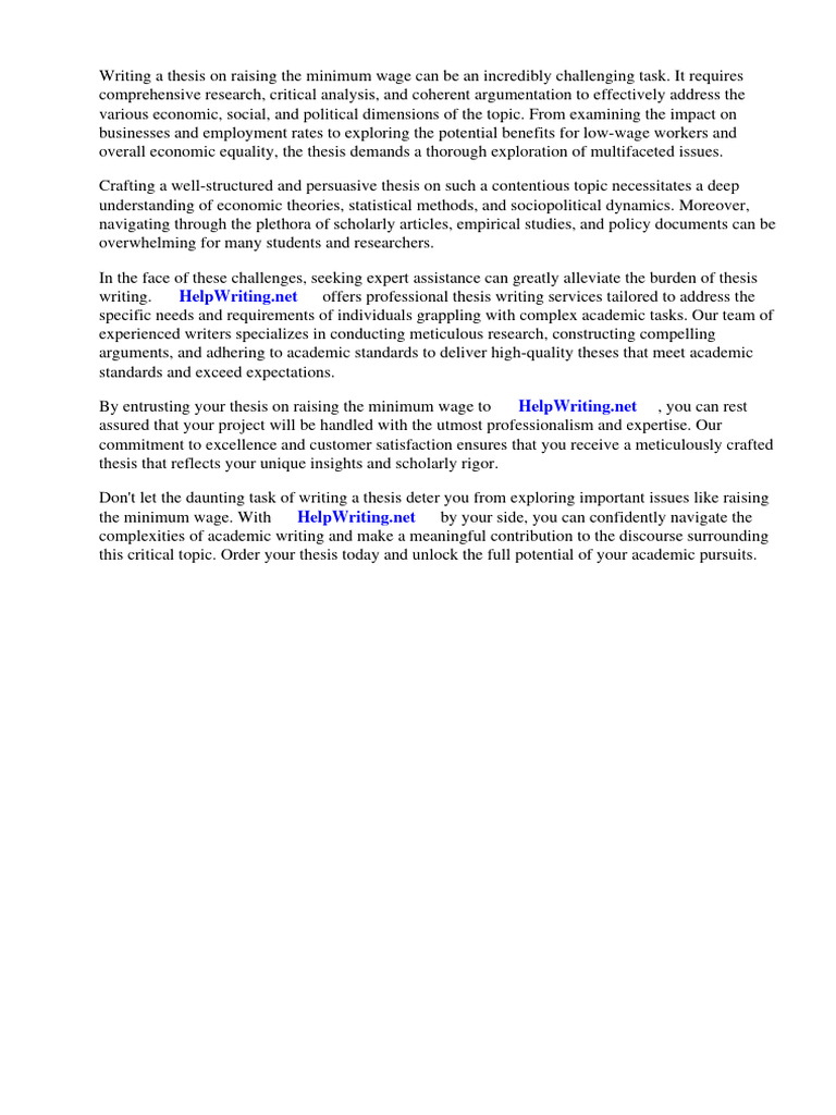 Thesis On Raising Minimum Wage | PDF | Cost Of Living | Minimum Wage