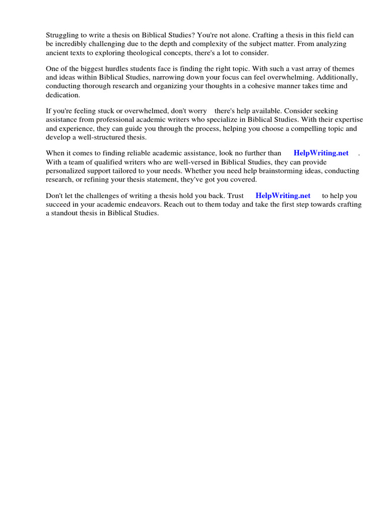 Thesis Guidance for Biblical Studies | PDF | Bible | Jesus