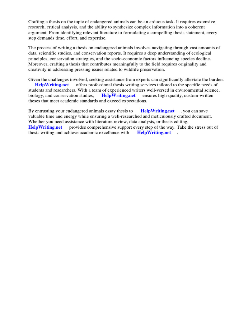 Endangered Animals Essay Thesis | Download Free PDF | Endangered ...