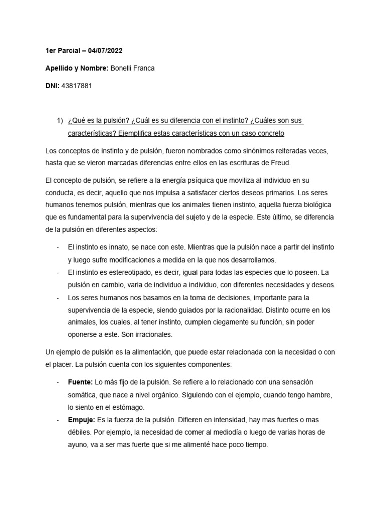 Pulsión, atención y lenguaje en psicología | PDF | Atención | Instinto