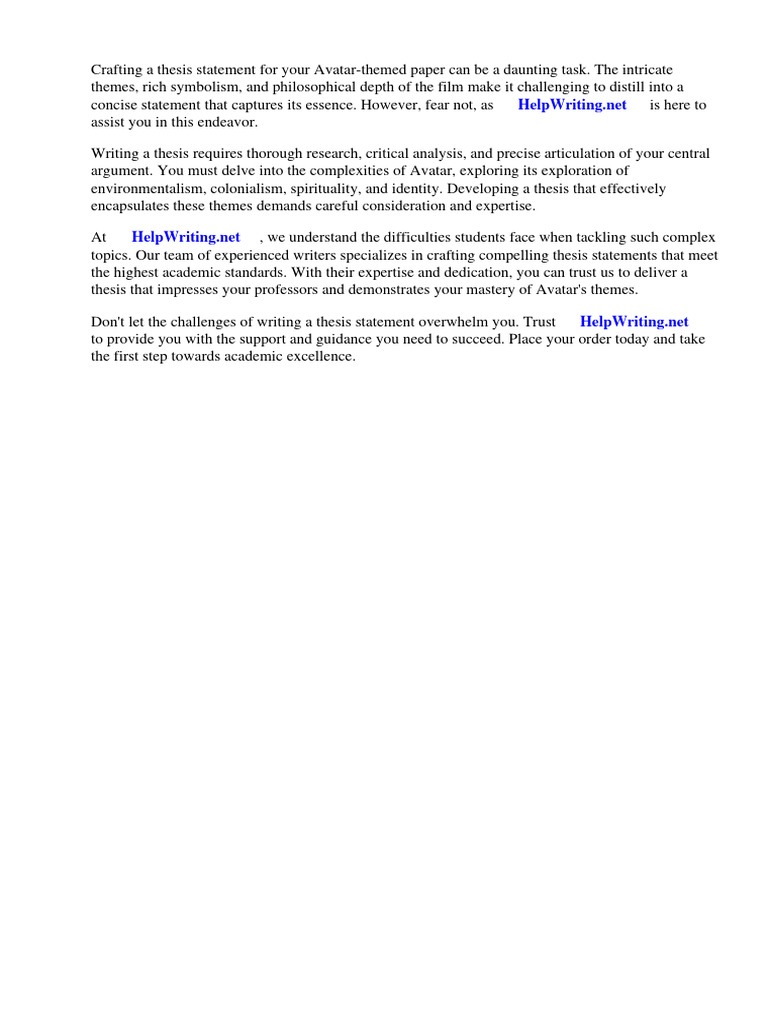Avatar Thesis Statement | PDF | Essays | Avatar (2009 Film)