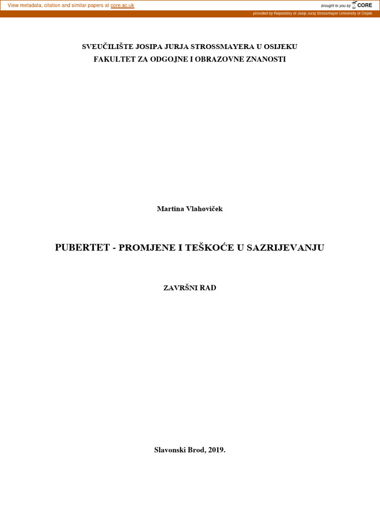 Pubertet - Promjene I Teškoće U Sazrijevanju | PDF