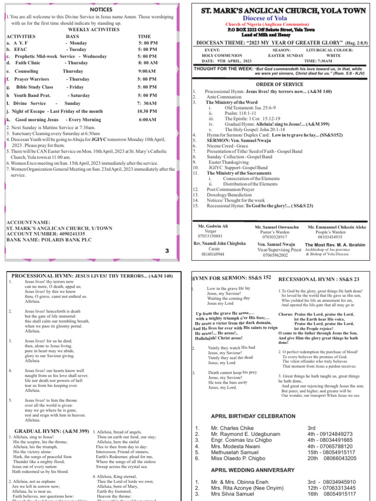 New Sunday Bulletin 2023-1 | PDF | Eucharist | Jesus