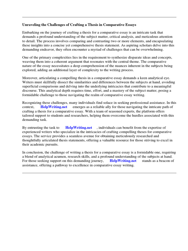 Example of A Thesis in A Comparative Essay | PDF | Essays | Thesis