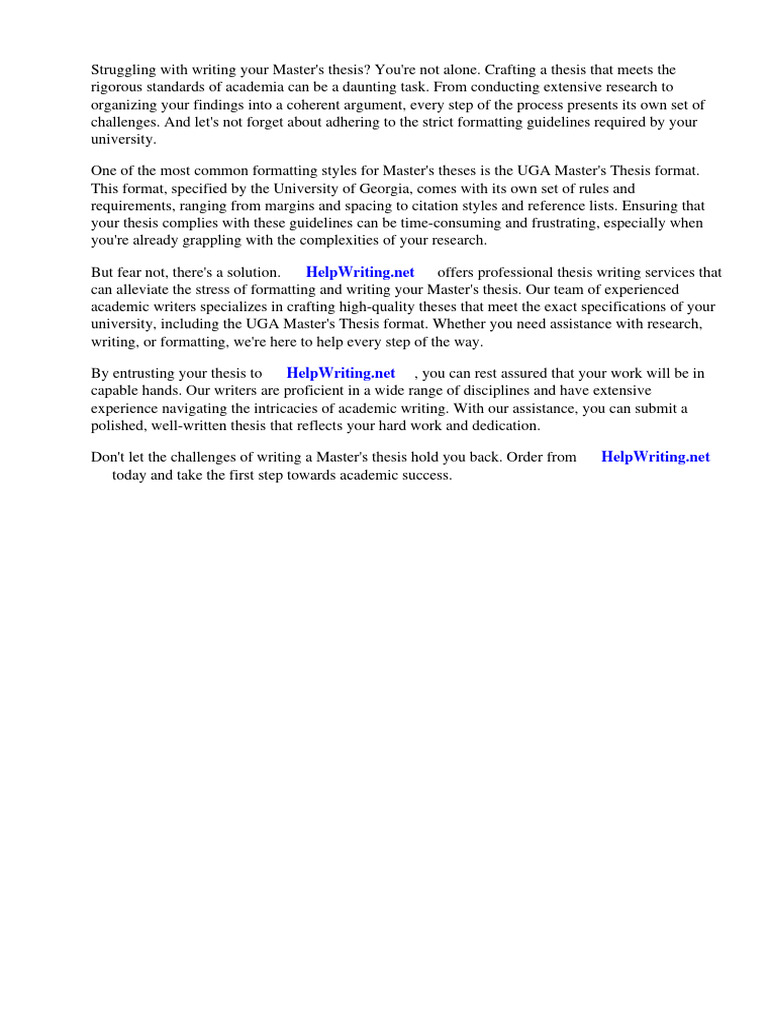 Uga Masters Thesis Format | PDF | Thesis