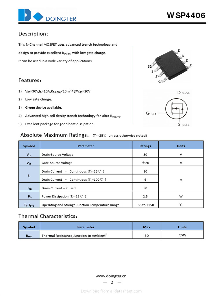 Datasheet wsp4406 | PDF