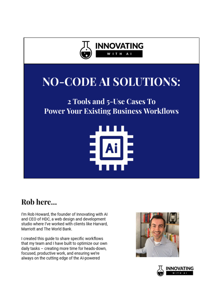No-Code AI Solutions - Innovating With AI | PDF | Spreadsheet | Email ...