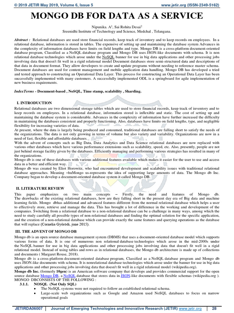 Mongo DB For Data As A Service | Download Free PDF | Mongo Db | Databases