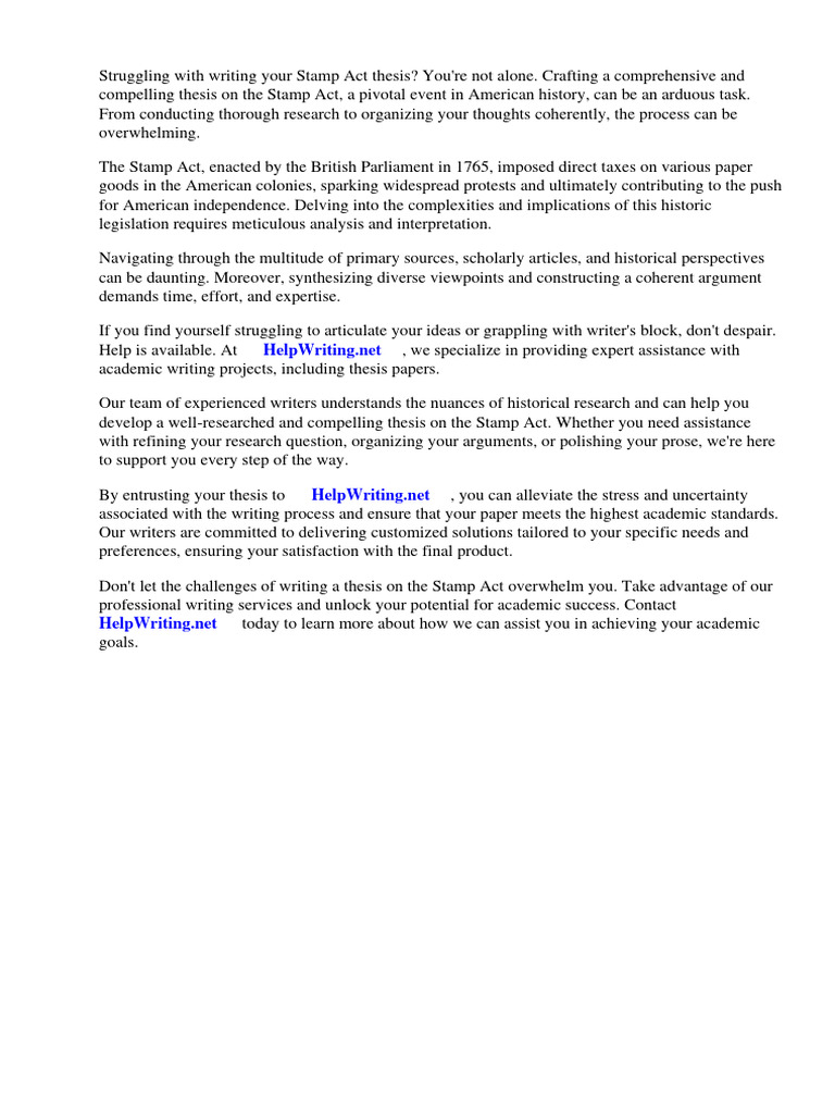 Stamp Act Thesis | Download Free PDF | Thirteen Colonies | Kingdom Of ...