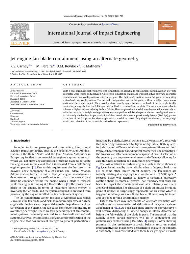 Jet Engine Blade Containment Design Analysis | PDF | Deformation ...