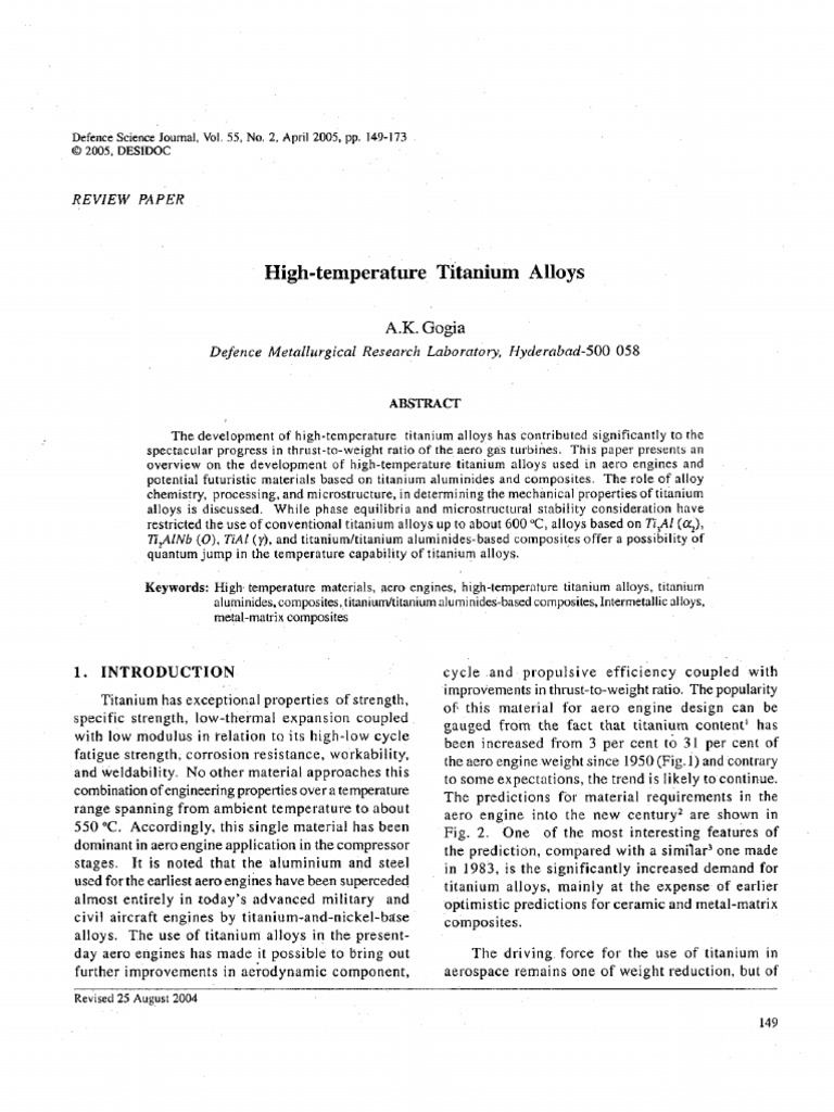 High-Temperature Titanium Alloys Overview | PDF | Titanium | Alloy
