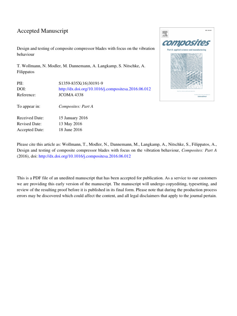 Design and Testing of Composite Compressor Blades With Focus On The ... Design and Testing of Composite Compressor Blades With Focus On The ...