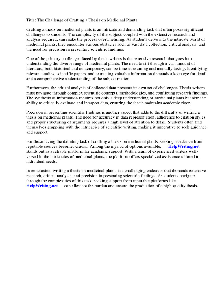 Thesis Medicinal Plants | PDF