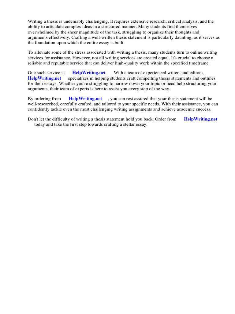 5 Paragraph Essay Thesis Statement Outline | PDF