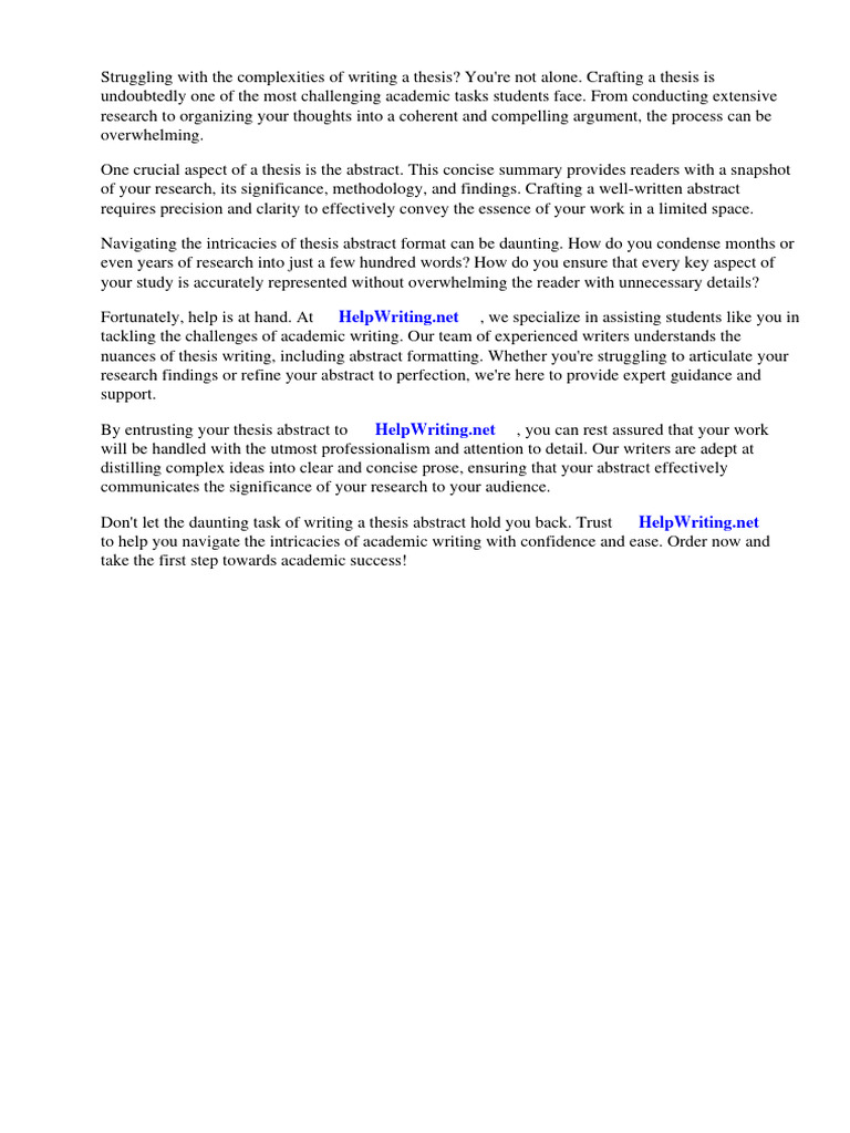 Thesis Abstract Format | PDF | Thesis | Abstract (Summary)